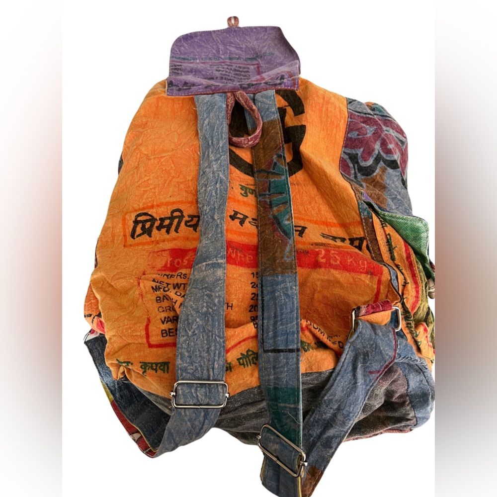 Kpc Rice Bag Backpack Made In Nepal Drawstring Closure - Gem